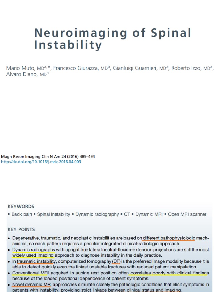 Spinal Instability Imaging Guide | PDF | Magnetic Resonance Imaging ...