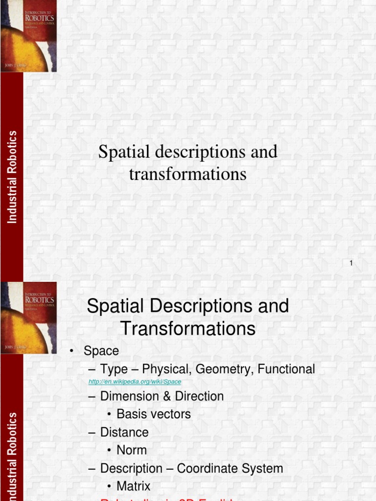 Understanding Spatial Descriptions and Transformations in Industrial Robotics | PDF | Linear Map ...
