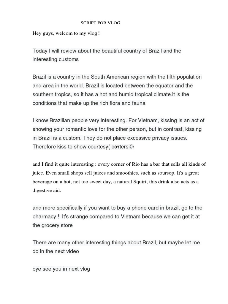 Script For Vlog | PDF