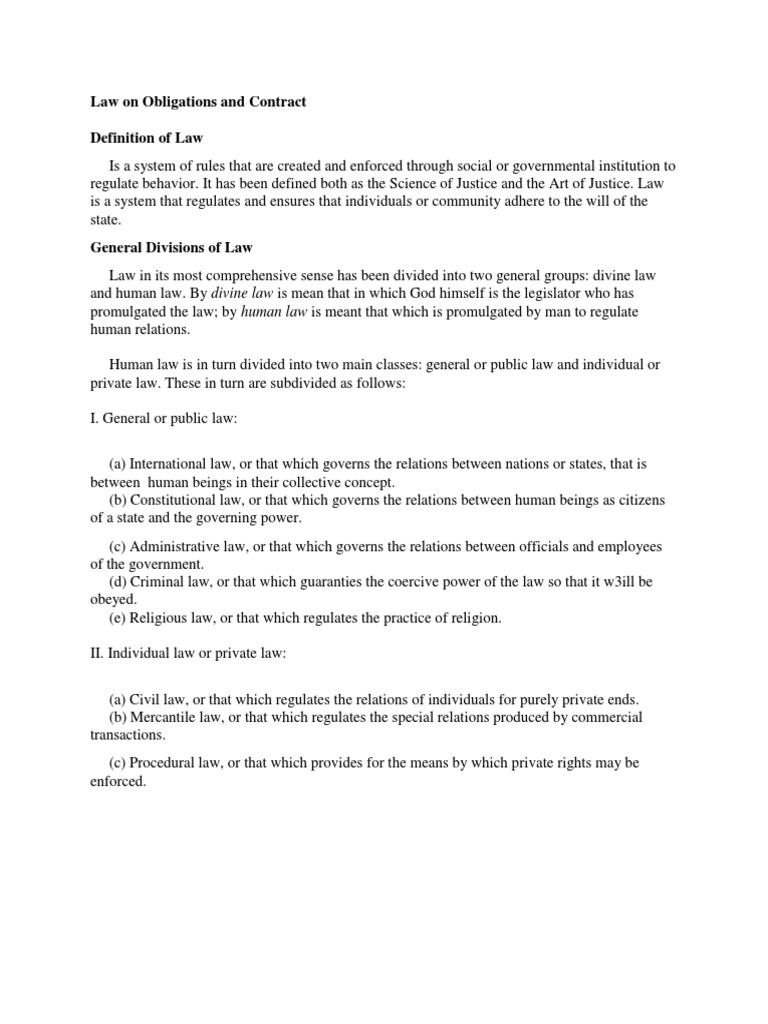 Law On Obligations and Contract Definition of Law | PDF | Citizenship ...
