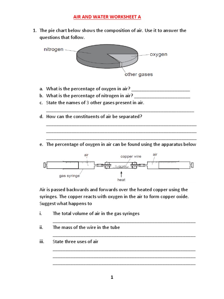 Air and Water Worksheet A | PDF | Atmosphere Of Earth | Atmosphere