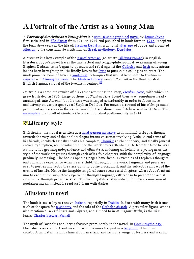 A Portrait of The Artist As A Young Man | PDF | A Portrait Of The ...