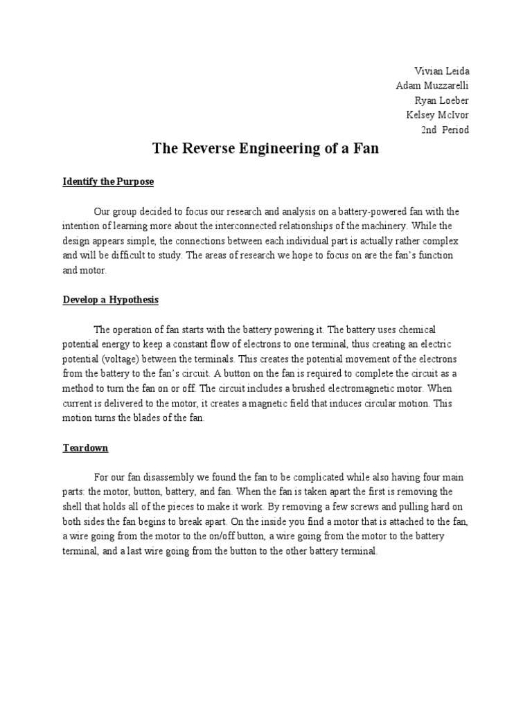 Fan Reverse Engineering Report | PDF | Electric Motor | Anode