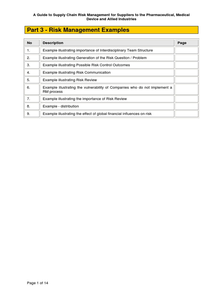 SCRM Part 3 - Examples Draft2 PDF | PDF | Risk Management | Risk