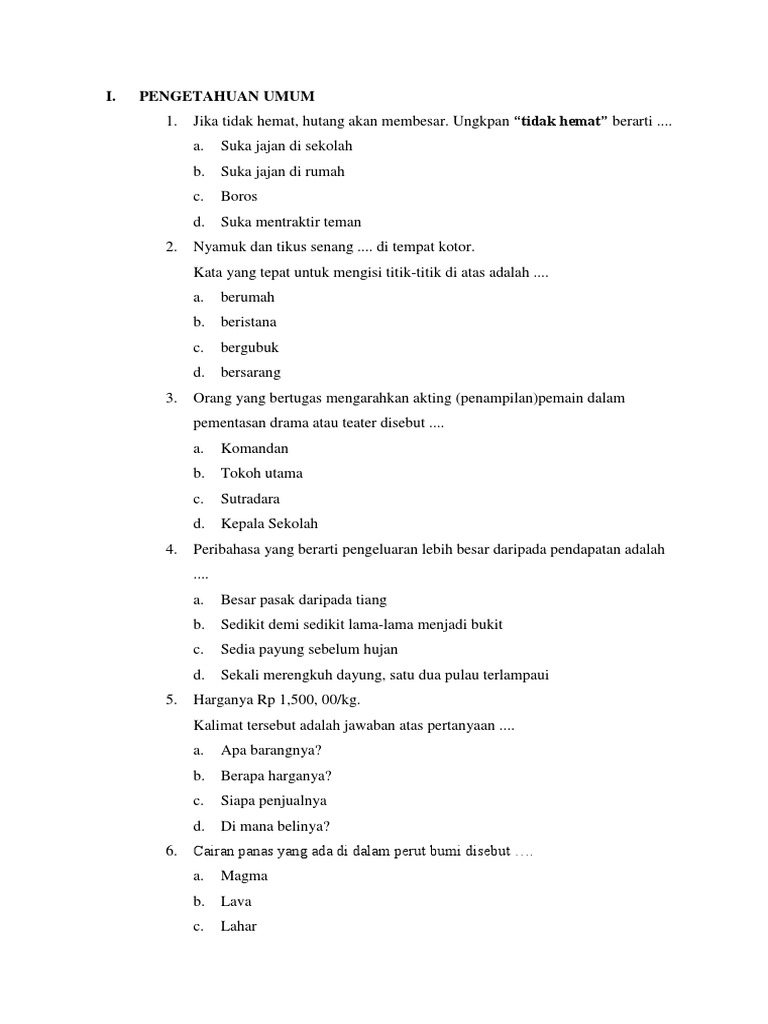 Contoh Soal Tes Minat dan Bakat | PDF