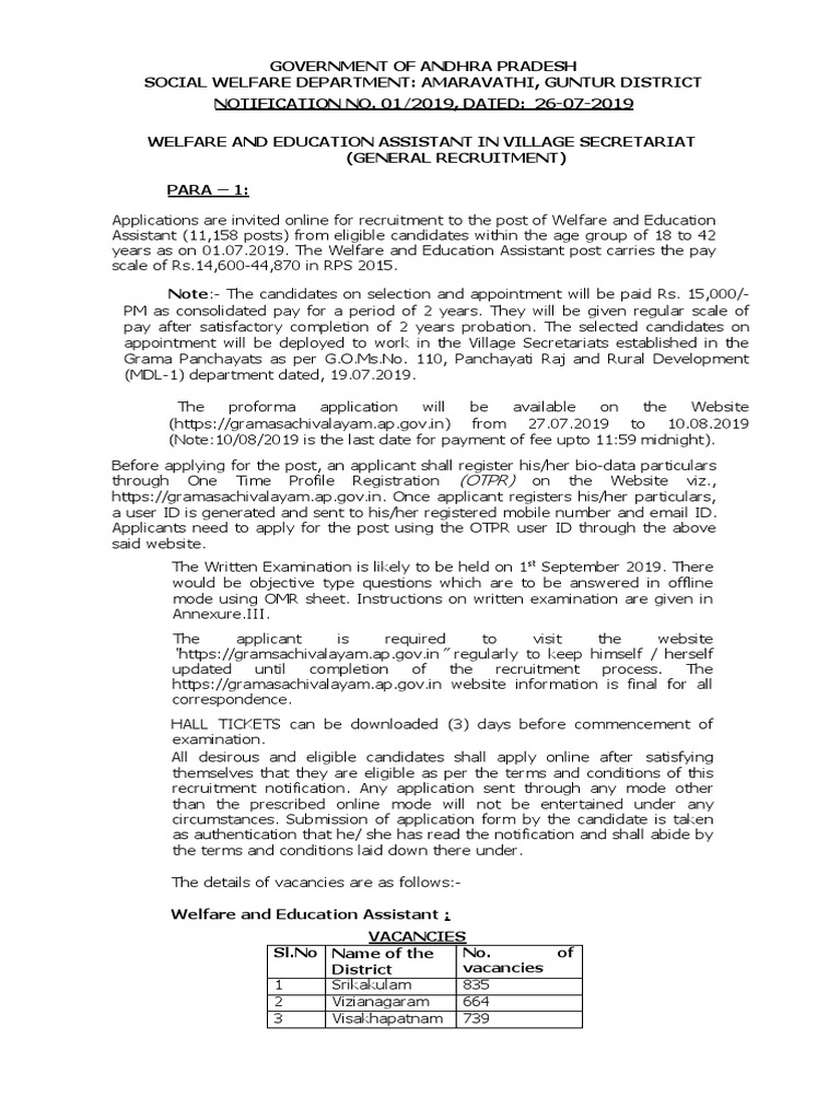 Welfare and Education Assistant Recruitment | PDF | Hearing Loss
