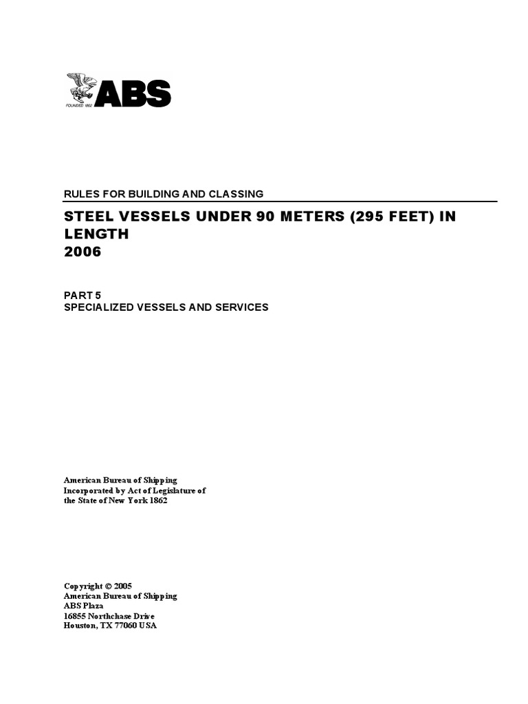 ABS RULES TOWING CAPTER 5 SMR - Part - 5 - E-July10 PDF | PDF | Ships ...
