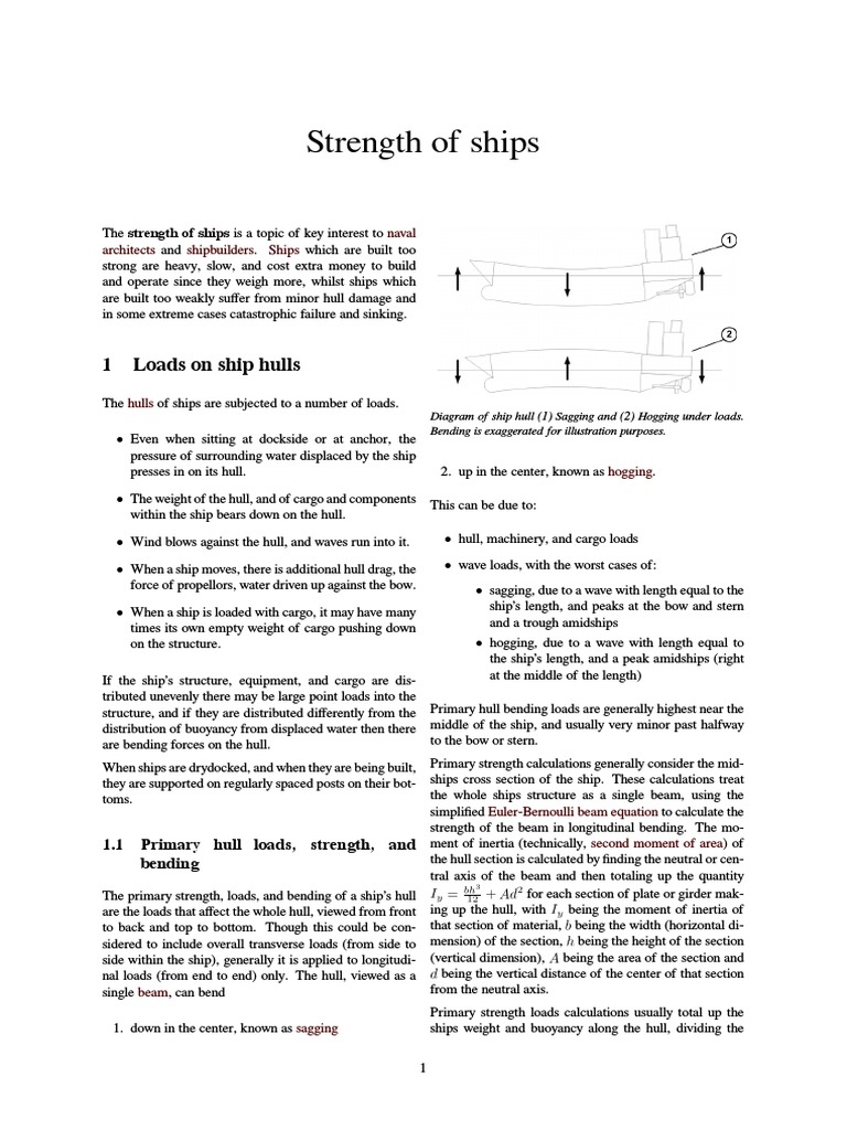 Strength of Ships: 1 Loads On Ship Hulls | PDF | Bending | Hull ...