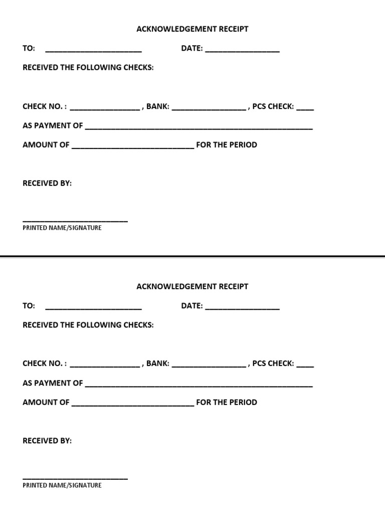 Acknowledgement Receipt Template | PDF | Finance & Money Management
