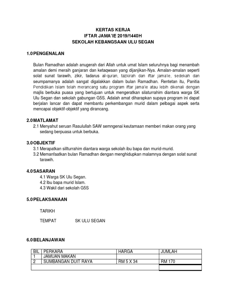 KERTAS KERJA Iftar Jamaie | PDF