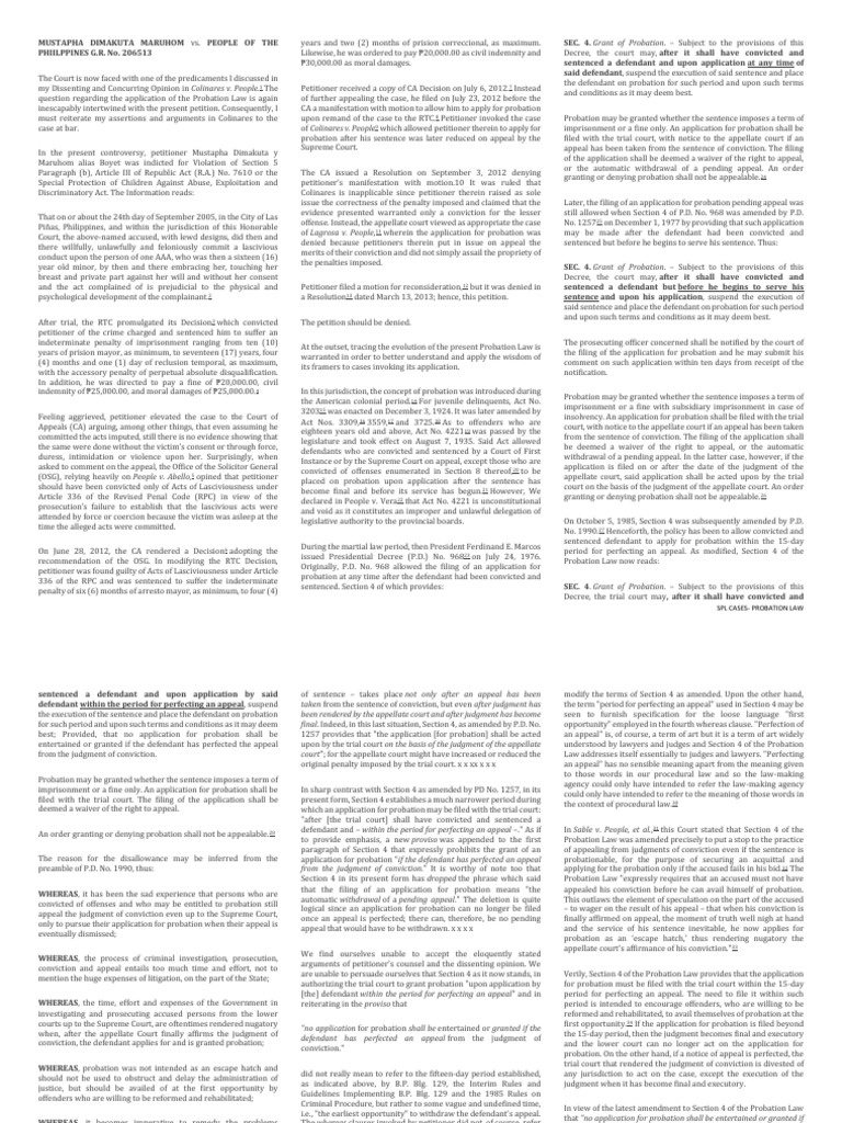Probation Law Cases | PDF | Probation | Sentence (Law)