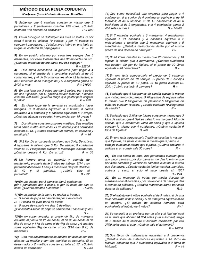 Metodo Regla Conjunta II | Descargar gratis PDF | Agricultura | Alimentos