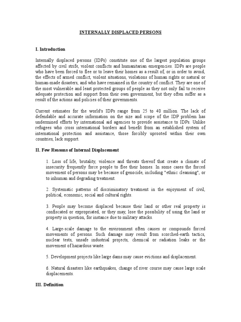 Internally Displaced Persons | PDF | Internally Displaced Person | Refugee