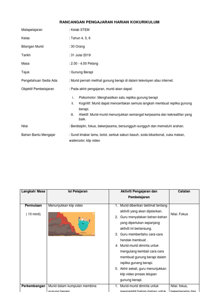 RPH Koko Gunung Berapi | PDF