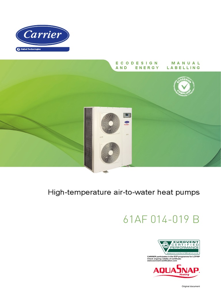 High-Temperature Air-To-Water Heat Pumps: Ecodesign Manual and Energy ...