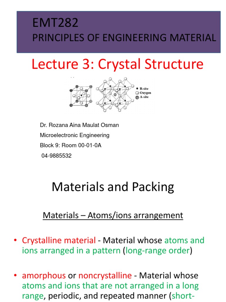 Principles of Engineering Material: Lecture 3: Crystal Structure | PDF ...