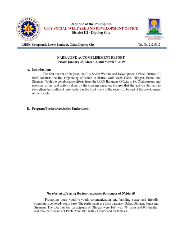 Narrative Accomplishment Report 2019 | PDF