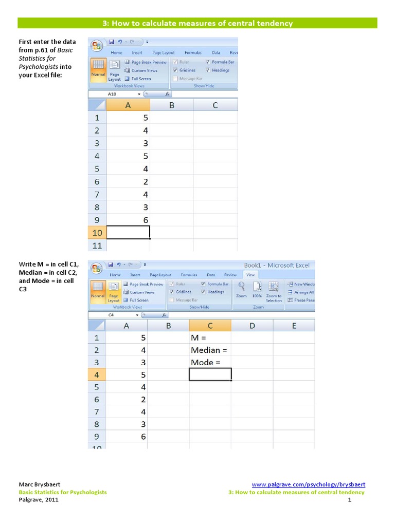 Calculate Measures Central Tendency | PDF | Median | Statistics