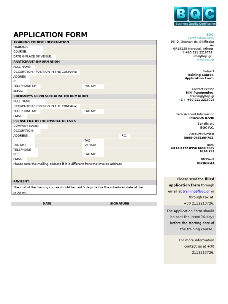 Application For Training Course | PDF | Service Industries | Business