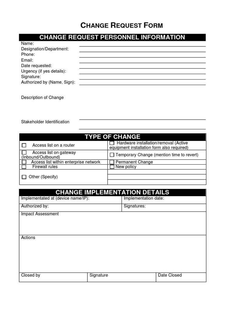 Change Request Personnel Information: Hange Equest ORM | PDF | Law ...