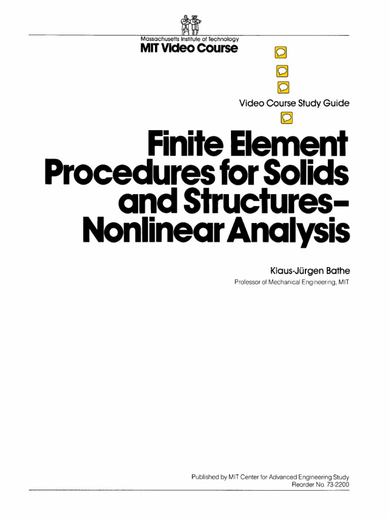 FE Procedures For Solids and Structures Non Linear Bathe PDF | PDF ...