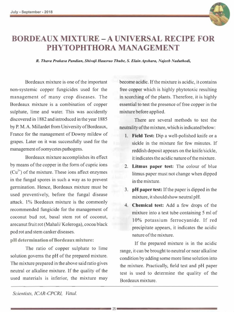 Bordeaux Mixture A Universal Recipe For | PDF | Materials | Chemical ...