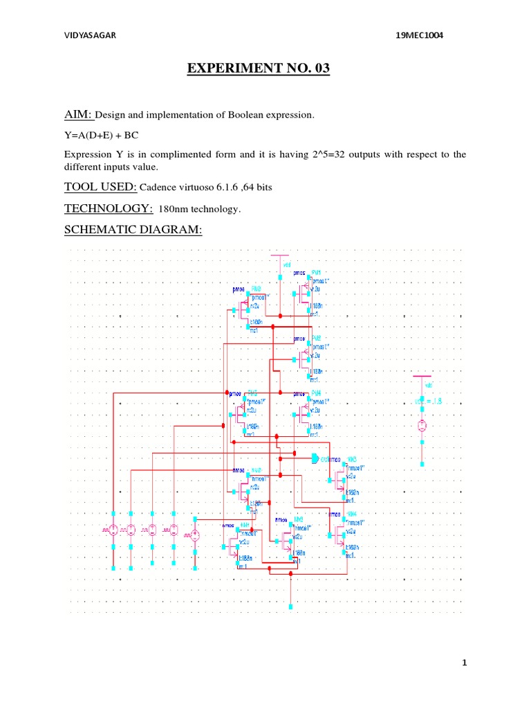 Design and implementation of a Boolean expression using Cadence | PDF ...