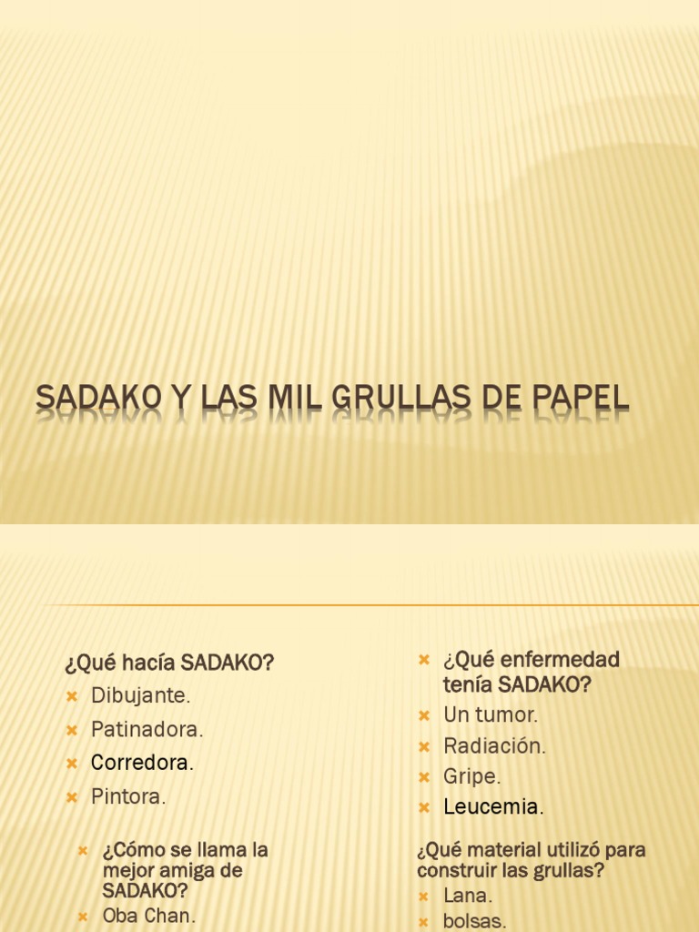 Sadako y Las Mil Grullas de Papel | PDF | Salud y bienestar | Medicina