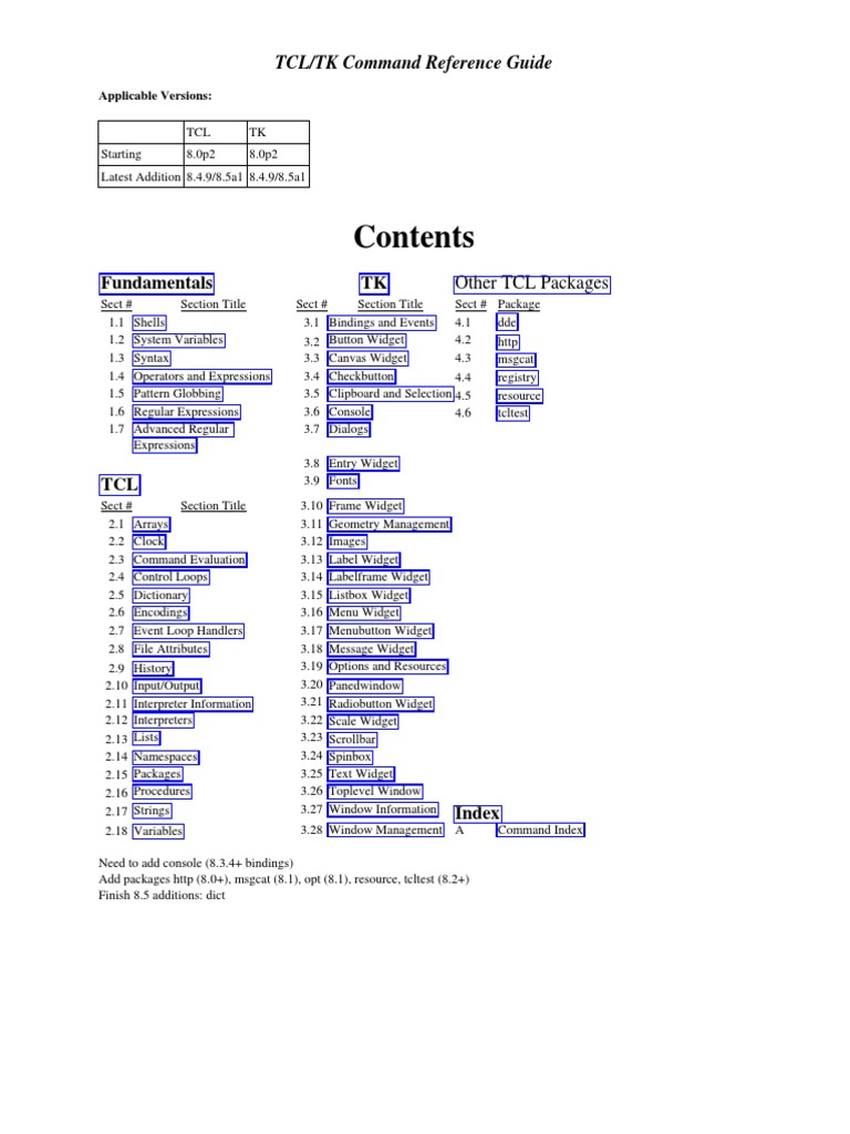 TCL TK Reference Guide PDF | PDF | Command Line Interface | Regular ...