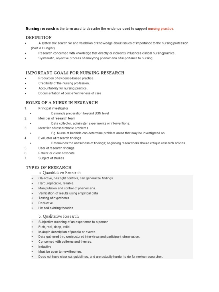 Overview of Nursing Research Essentials | PDF