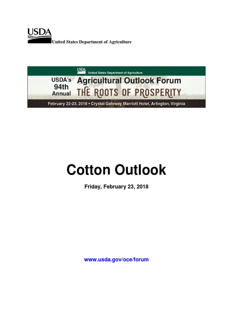 Cotton Outlook: United States Department of Agriculture | PDF | Cotton ...