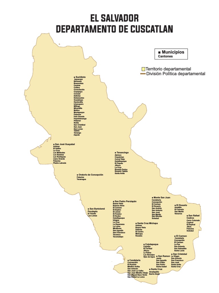 Mapa de los municipios del departamento de Cuscatlán en El Salvador | PDF