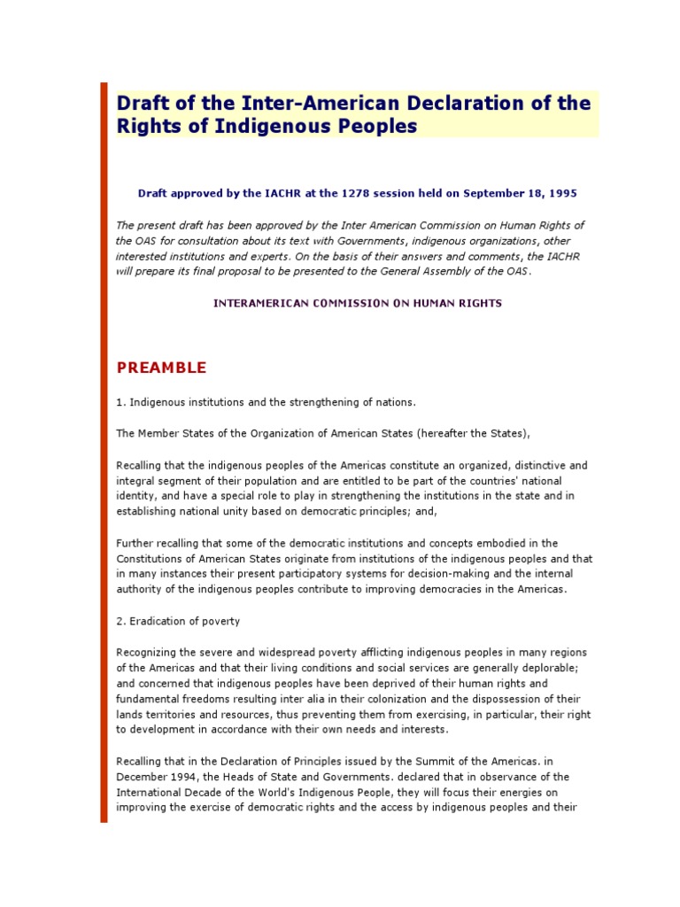 Draft of Declaration of Rights of Indigenous Peoples | PDF | Indigenous ...