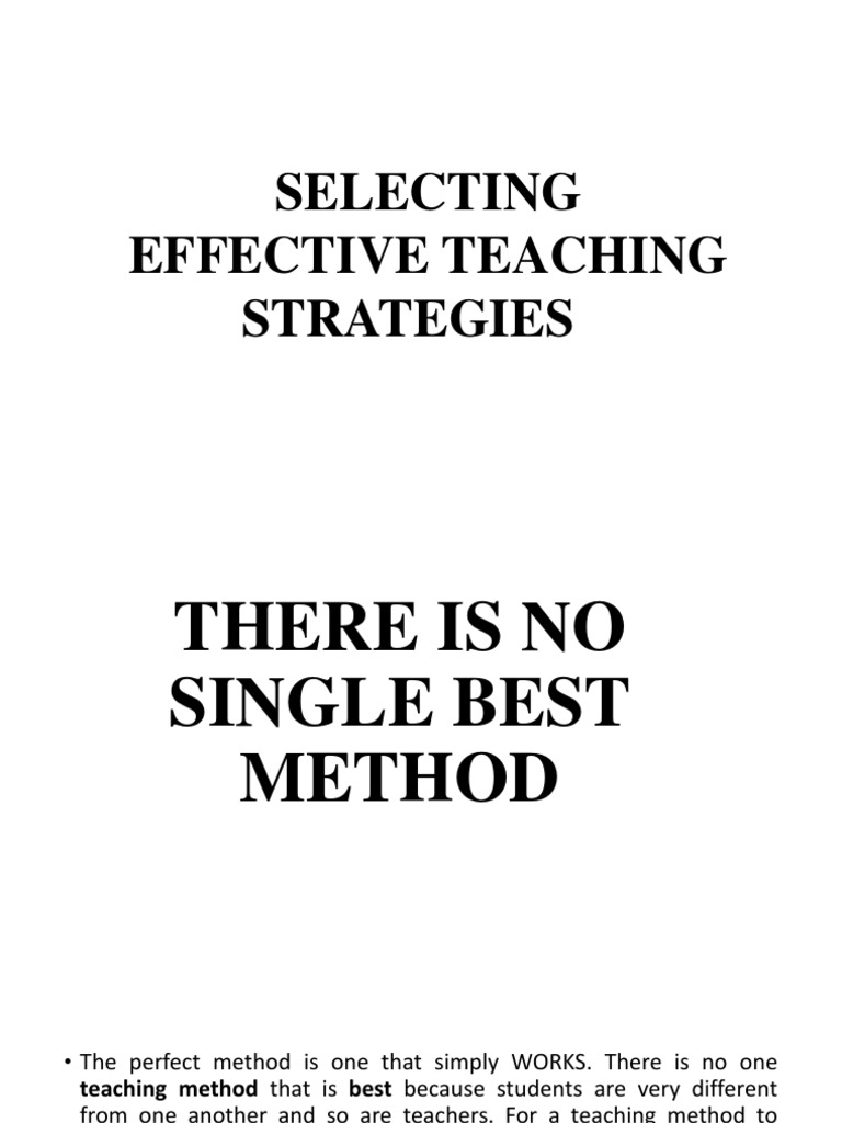 Selecting Effective Teaching Strategies | PDF
