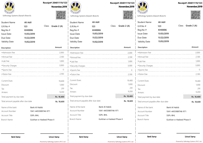 Fee Voucher With Arrears | PDF | Fee | Receipt