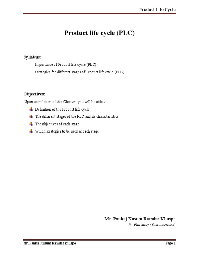 Product Life Cycle (PLC) : Syllabus | PDF | Sales | Competition