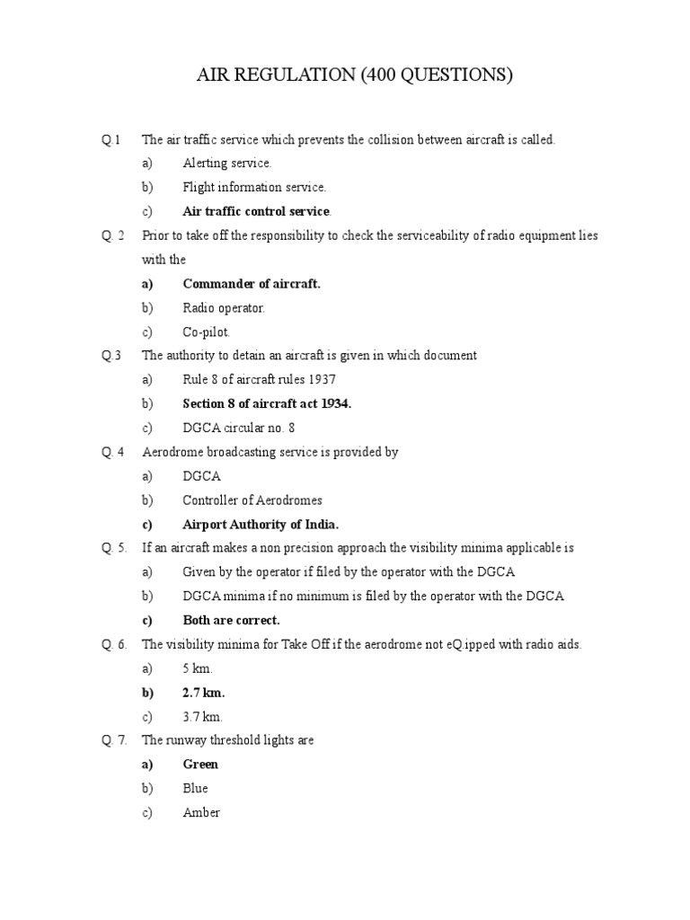 Air Traffic Regulations: A Comprehensive Review of Key Questions ...