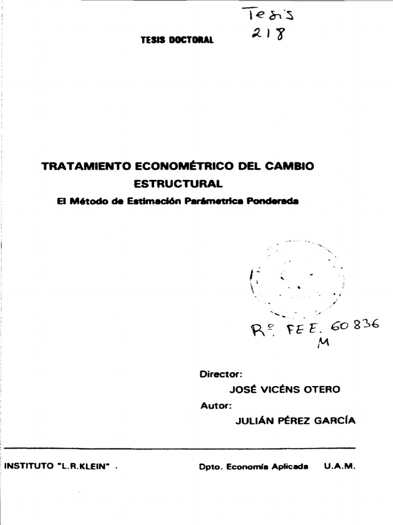 Cambio Estructural | PDF | Econometría | Estadísticas