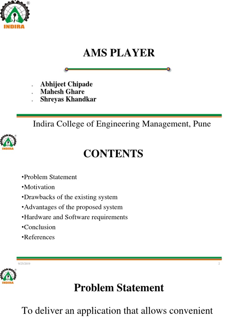 Ams Player: Indira College of Engineering Management, Pune | PDF ...