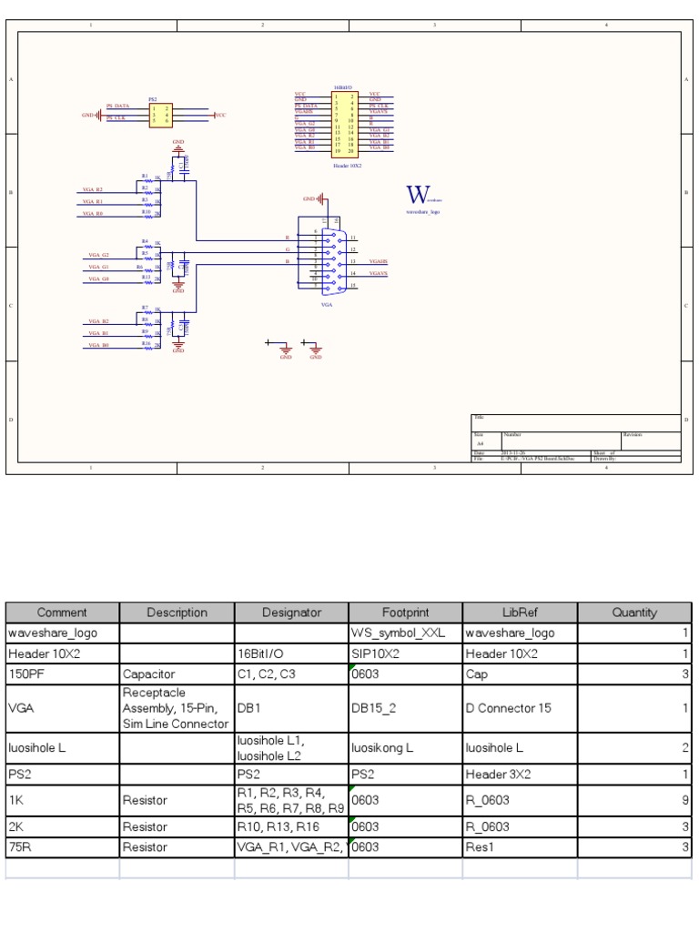 VGA PS2 Board Schematic PDF | PDF | Electrical Engineering | Electrical Components