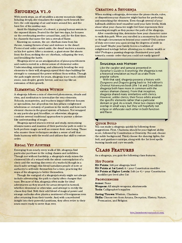 The Homebrewery - NaturalCrit Shugenja PDF | PDF | Fires | Earth