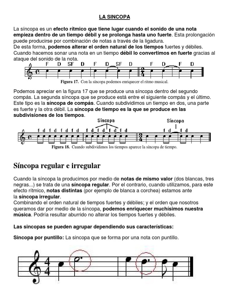 Tipos de Síncopa en Música | PDF | Artes del Lenguaje y Comunicación | Arte
