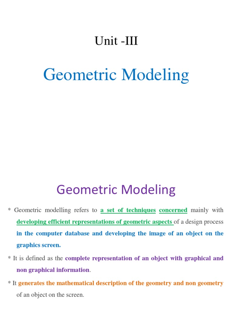 Unit III Geometrical Modelling Intro and Curve Representation | PDF ...