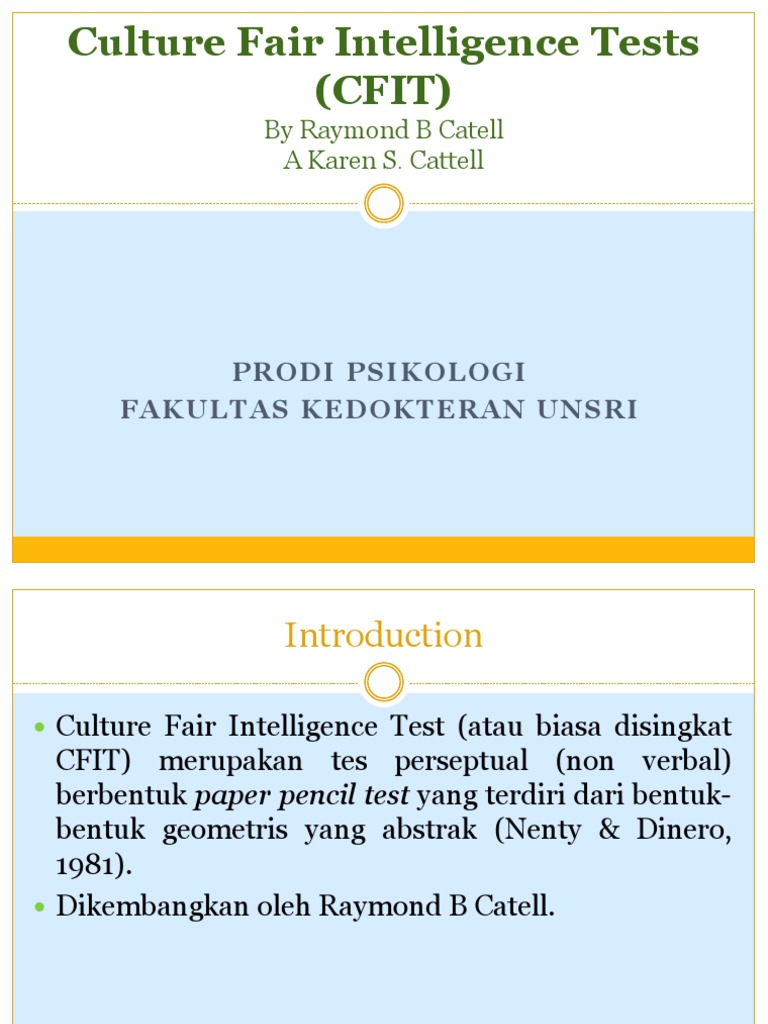 2 Culture Fair Intelligence Tests | PDF