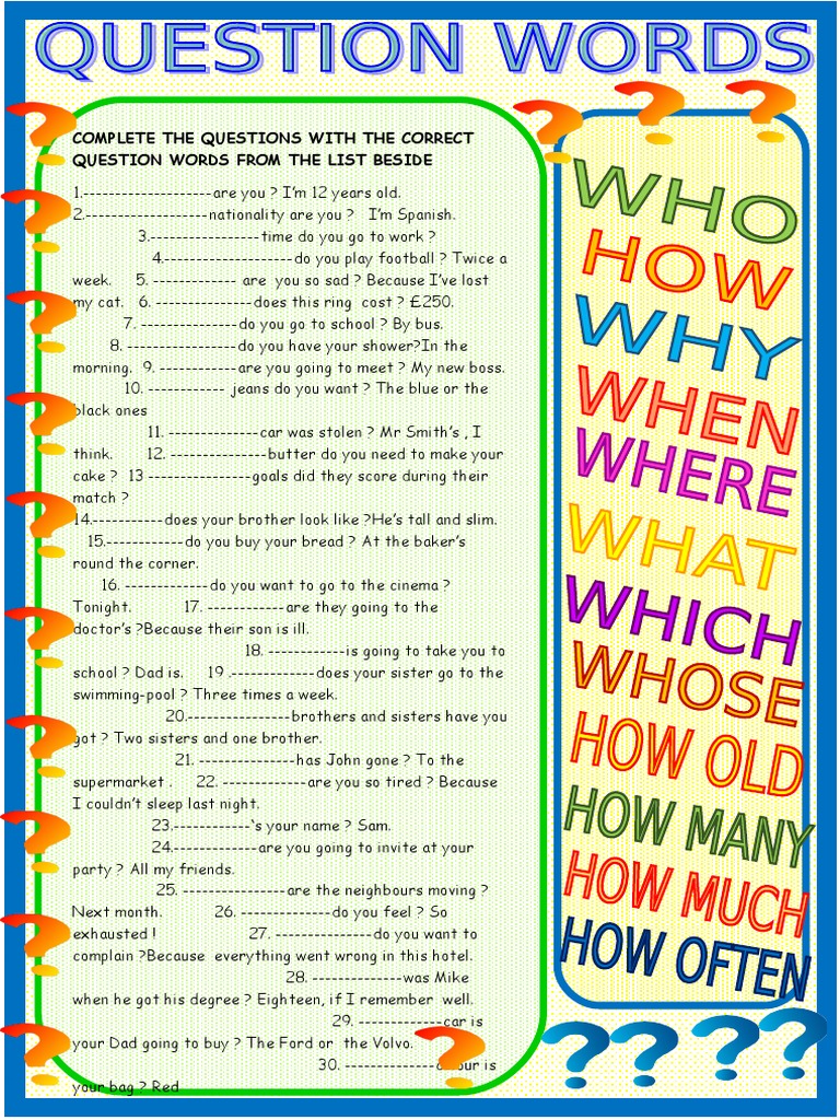Question Words Practice | PDF