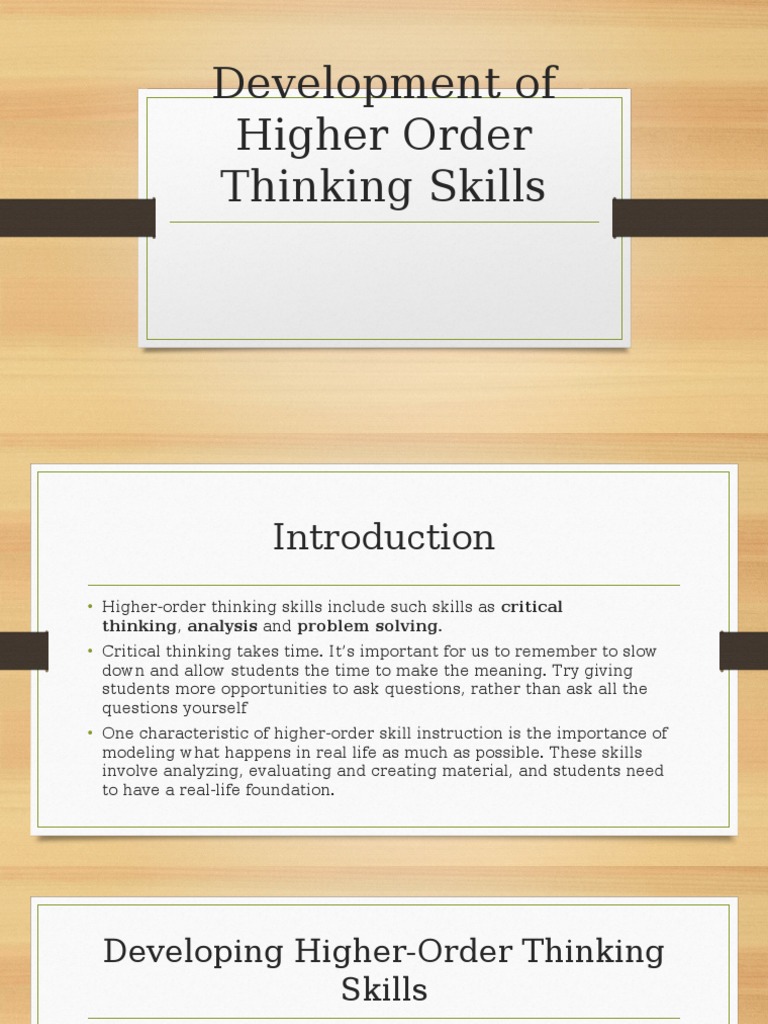 Development of Higher Order Thinking Skills | PDF | Thought | Creativity