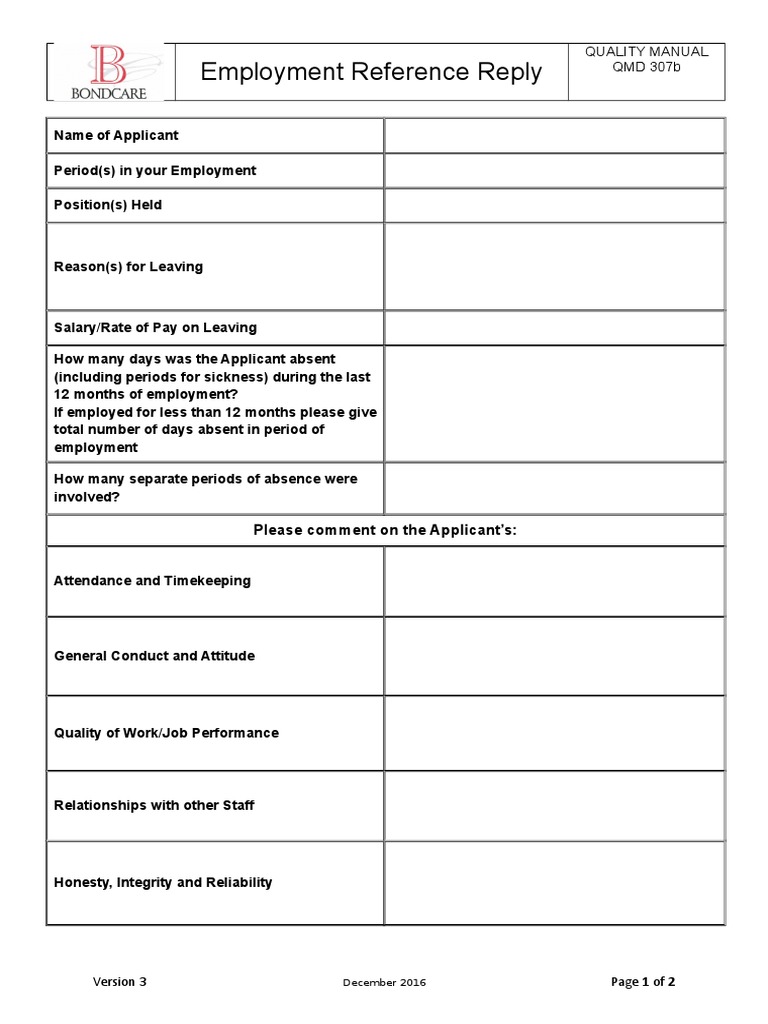 Providing Insightful Employment References: A Template for Responding ...
