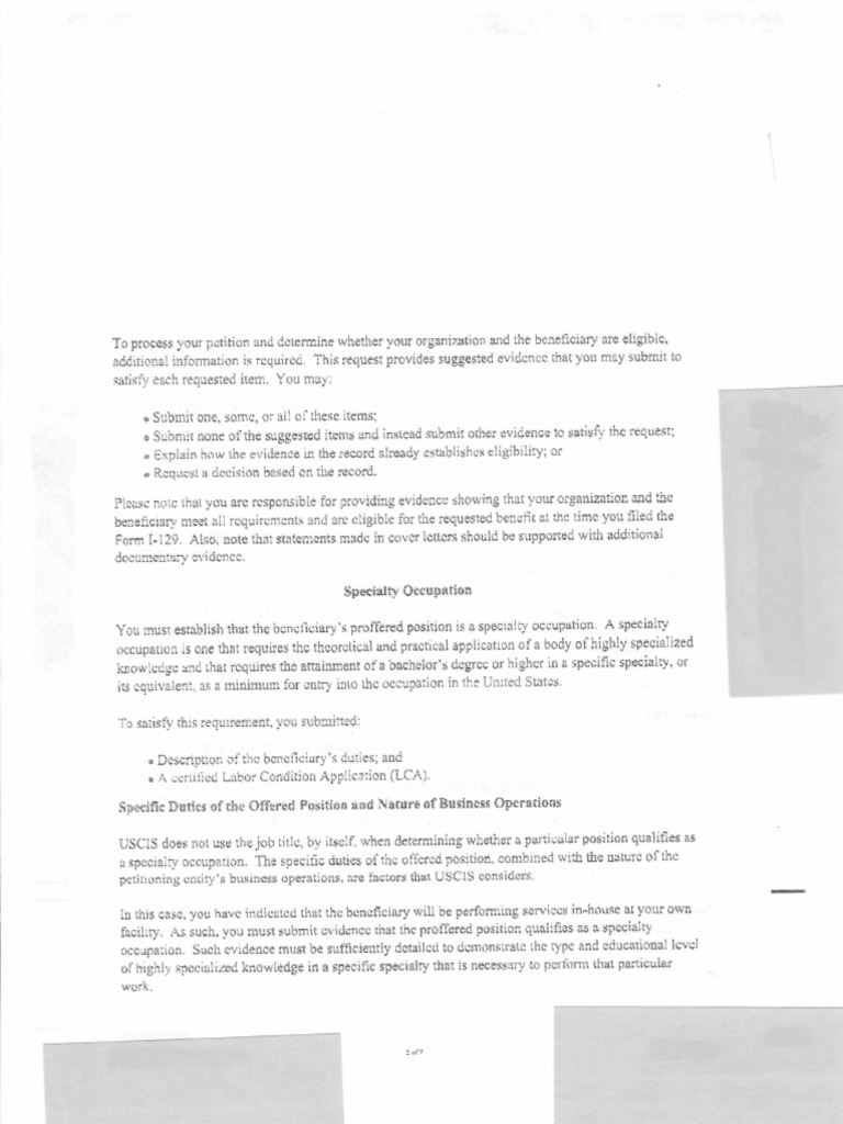 Redacted Request For Evidence | PDF