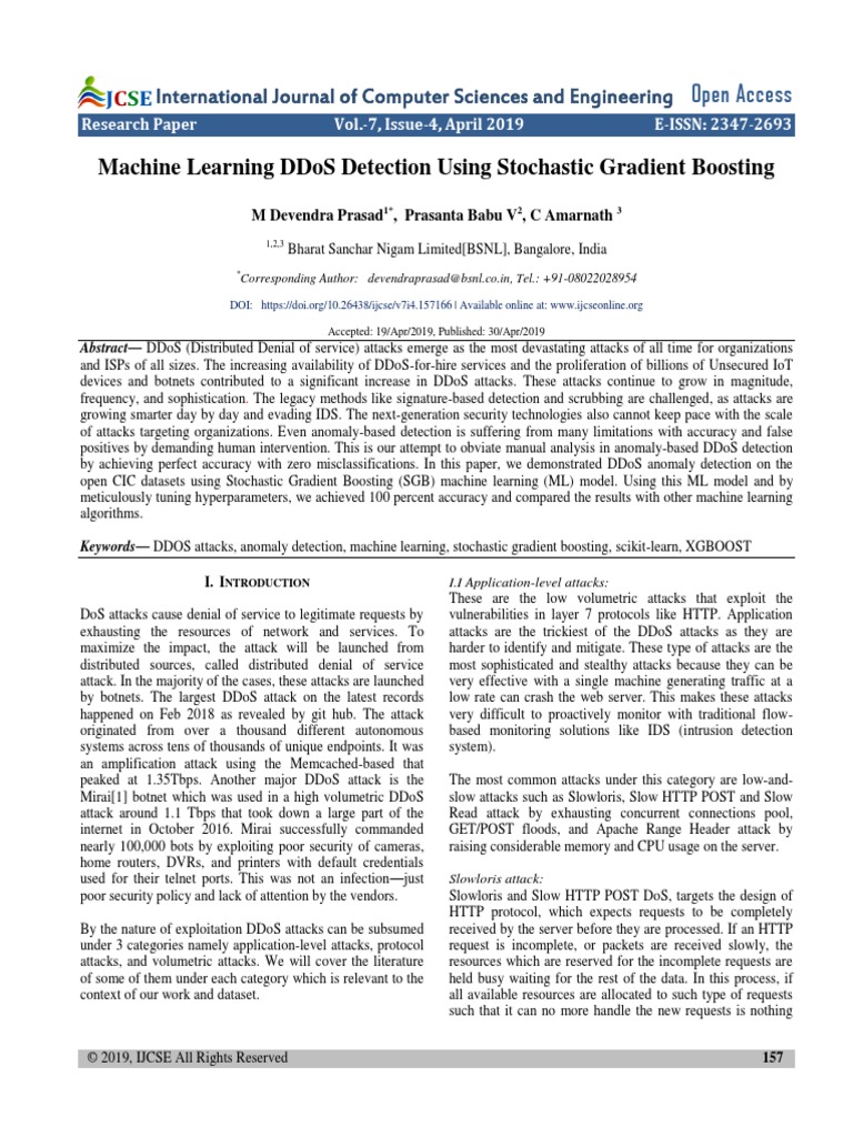 Machine Learning Ddos Detection Using Stochastic Gradient Boosting ...