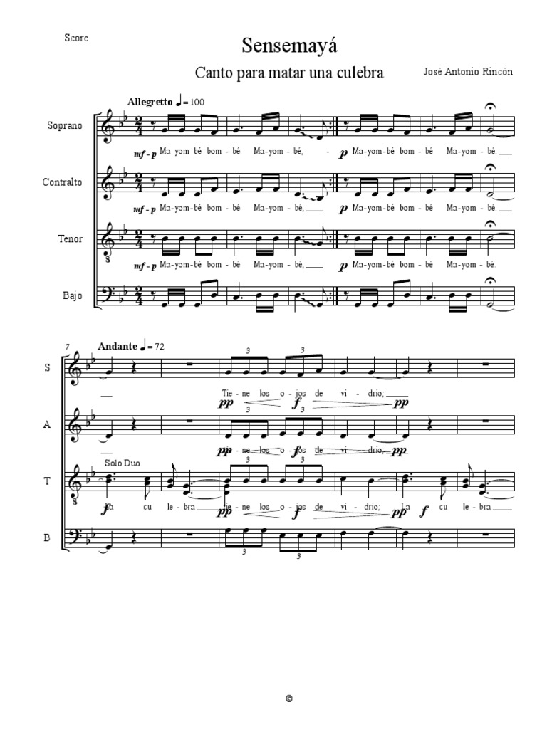 Sensemaya | PDF | Canto | Elementos de la música